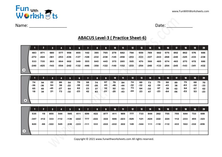 Abacus Practice Worksheets Level 3 Funwithworksheets Abacus Practice Worksheets Level 3 Funwithworksheets