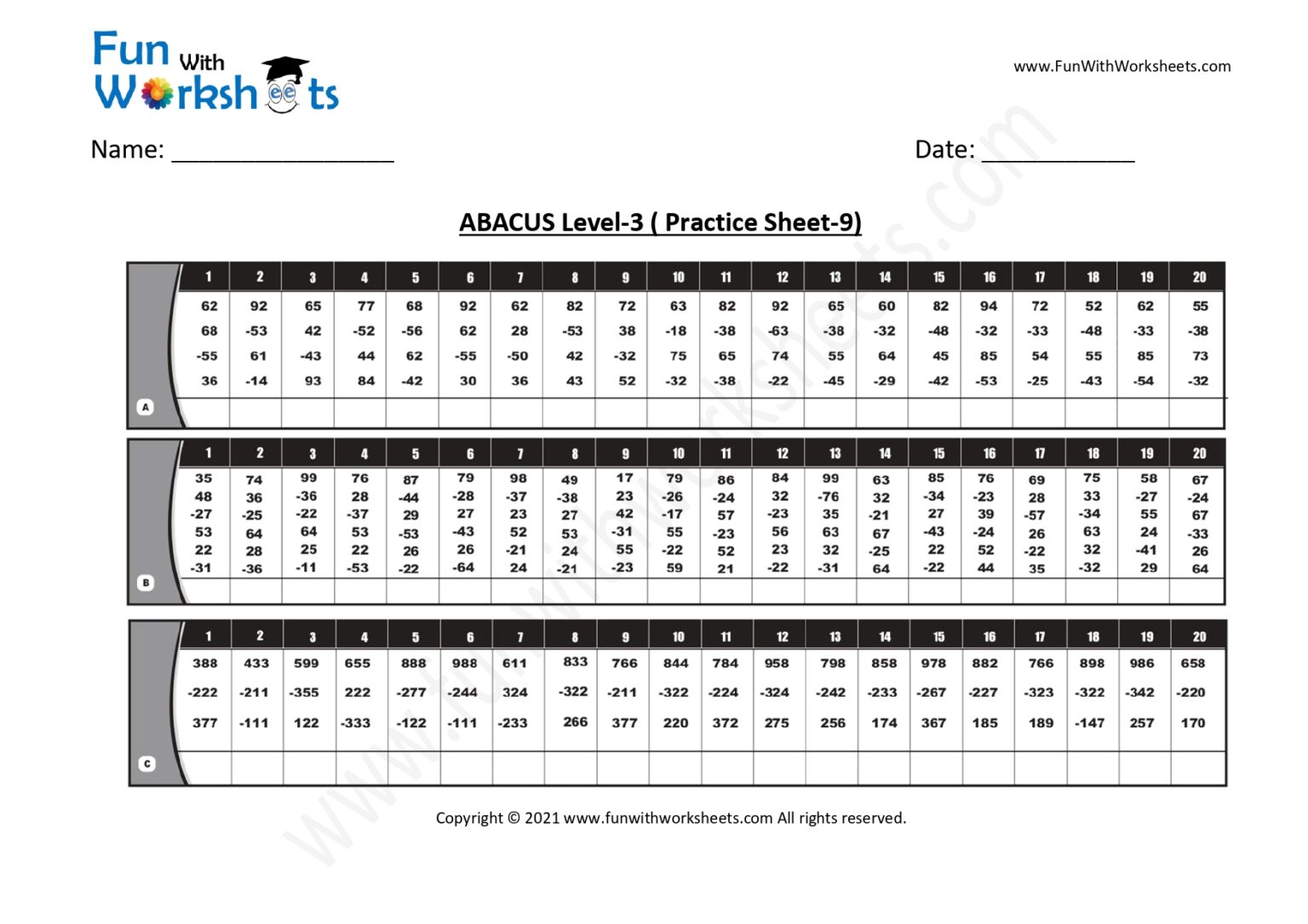 Abacus Practice Worksheets Level 3 Funwithworksheets Abacus Practice Worksheets Level 3 Funwithworksheets