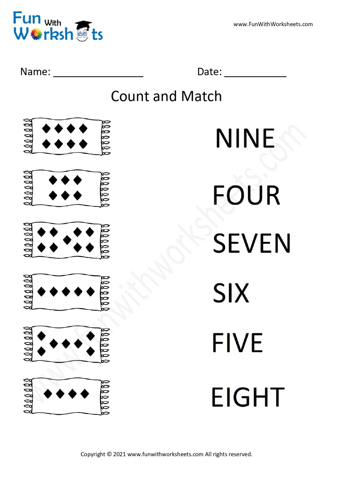 Free Printable Worksheets -kg Count and Match Archives - FUN with ...