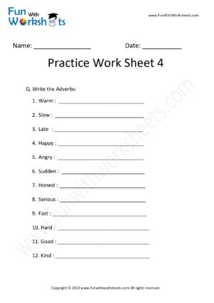 Free Printable Worksheets -English adverb Archives - FUN with Worksheets