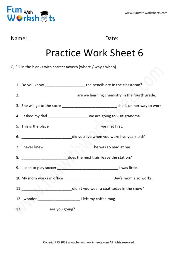 Free Printable Worksheets -English adverb Archives - FUN with Worksheets